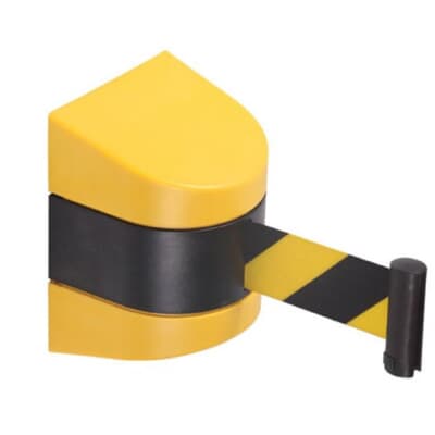 Wall Mount Retractable Belt, 4.6m, black/yellow belt - Dexters